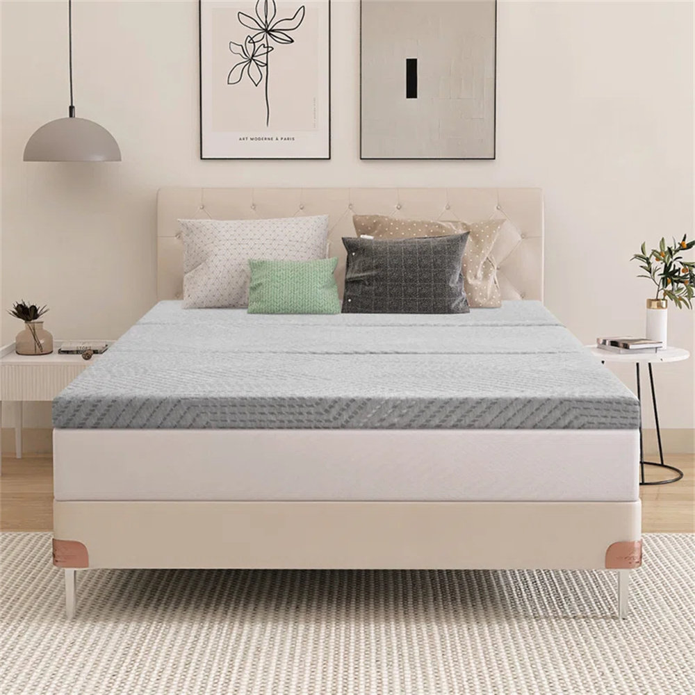 Alwyn Home Holsworth 4'' Gray Tri-Fold Medium Memory Foam Mattress ...